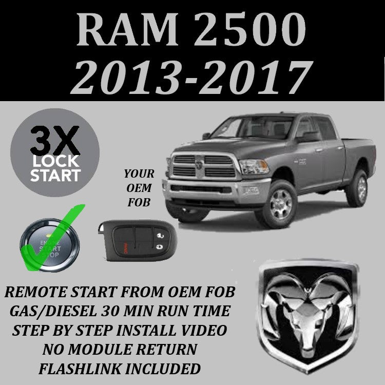 3X Lock Plug and Play Remote Start Kit 2013-2017 RAM 2500 Push to Star