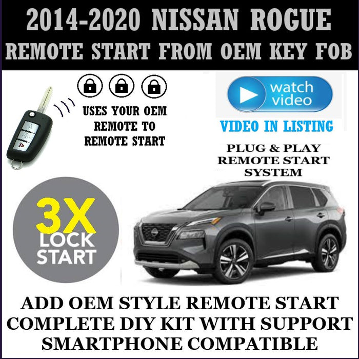 3X LOCK PLUG PLAY REMOTE START NISSAN ROGUE 2014 2020 KEY START